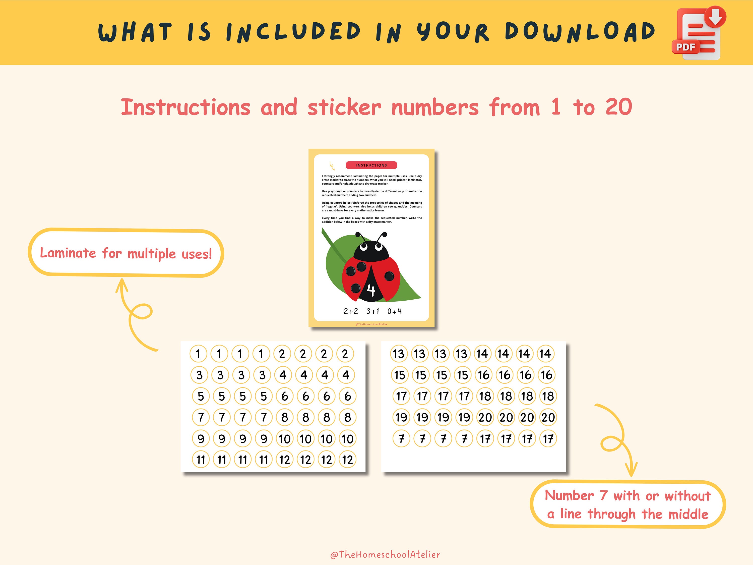 Ladybug Addition Mats, Playdough Mats, Counting Mats, Addition Tables ...