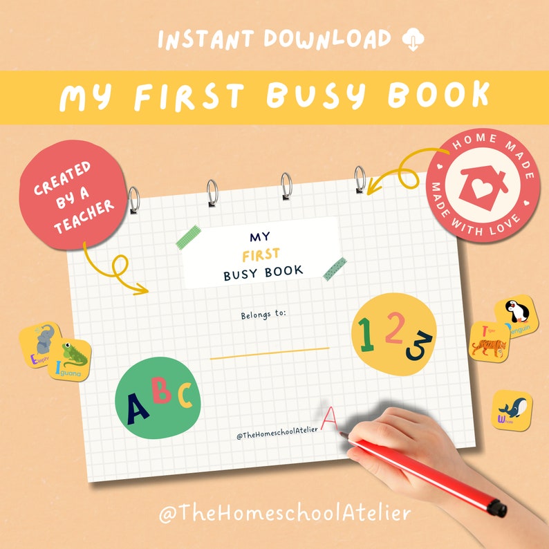 First Busy Book Printable, Toddler Learning Binder, Preschool ...