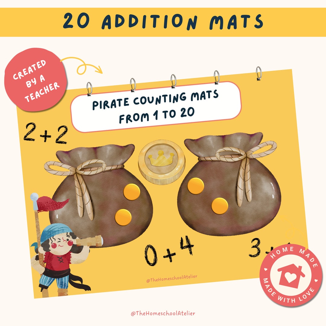 Pirate Addition Mats, Playdough Mats, Counting Mats, Addition Tables ...