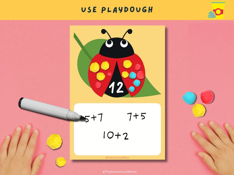 Ladybug Addition Mats, Playdough Mats, Counting Mats, Addition Tables ...