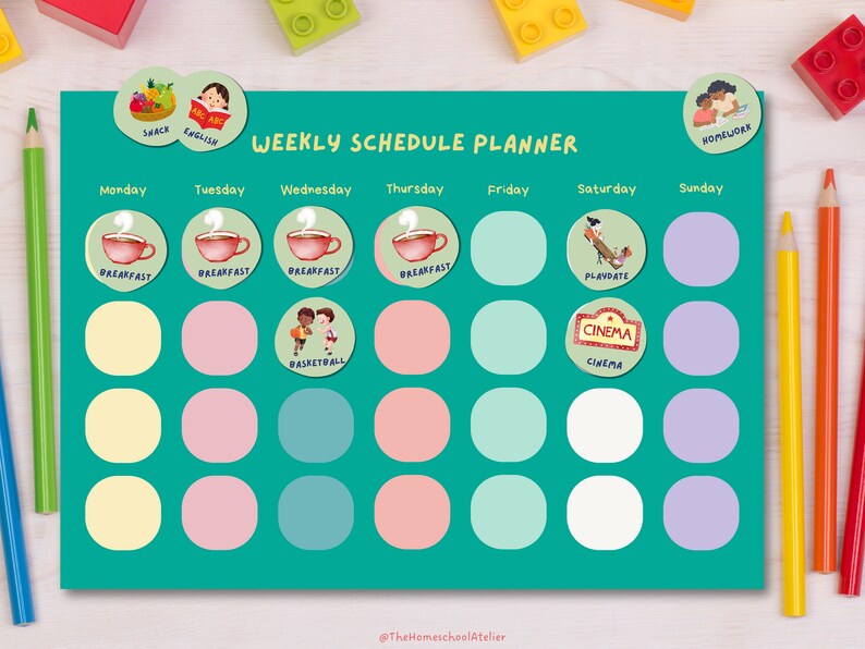 Children Weekly Planner, Visual Timetable for Kids, Daily Routine ...