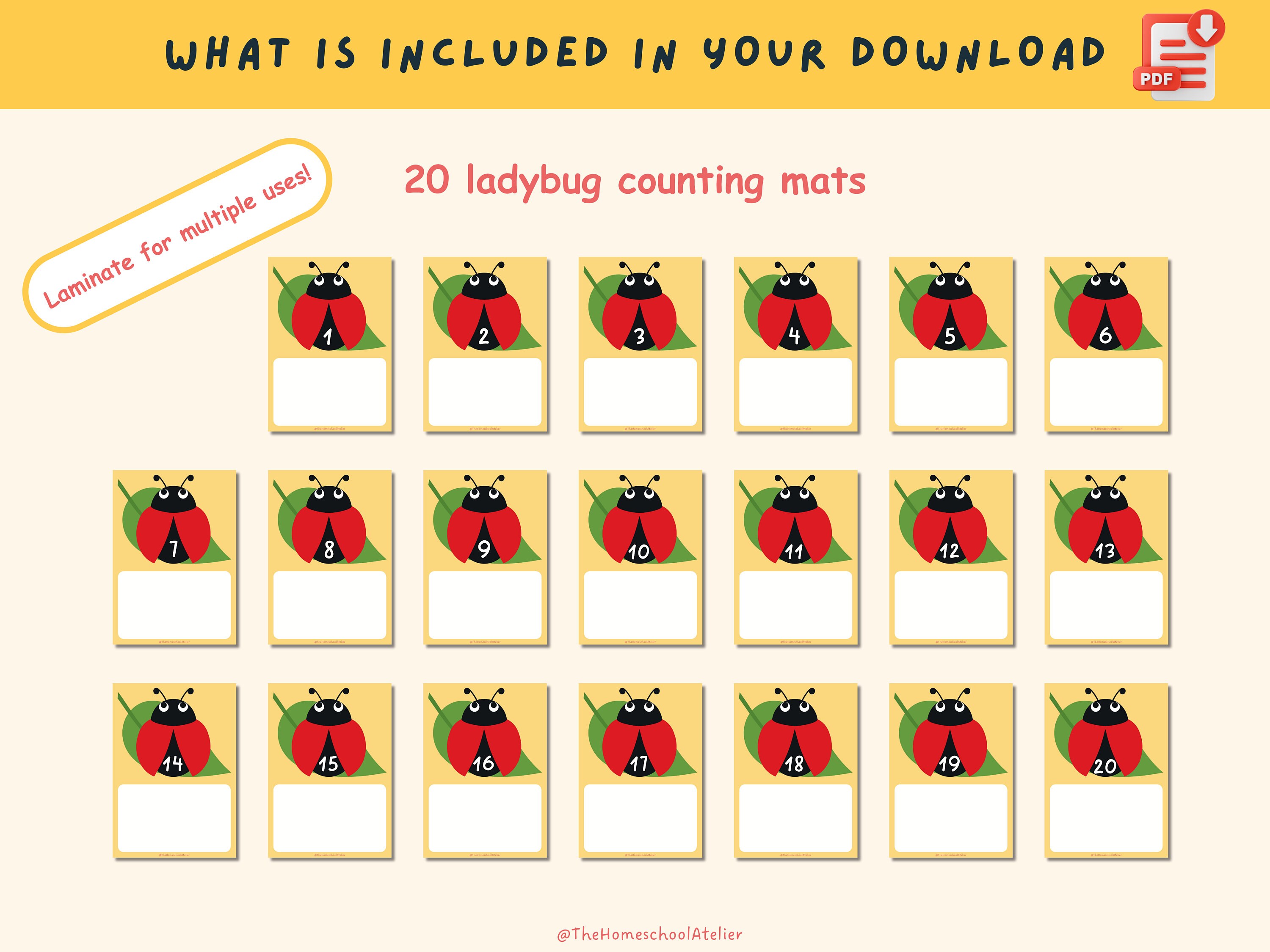 Ladybug Addition Mats, Playdough Mats, Counting Mats, Addition Tables ...