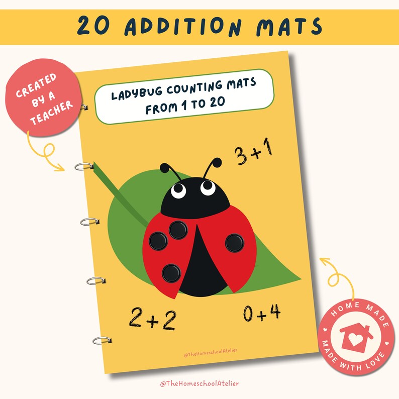 Ladybug Addition Mats, Playdough Mats, Counting Mats, Addition Tables ...