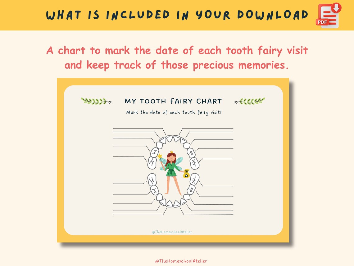Lost Tooth Chart, Tooth Fairy Chart, Baby Teeth Chart, Tooth Fairy ...