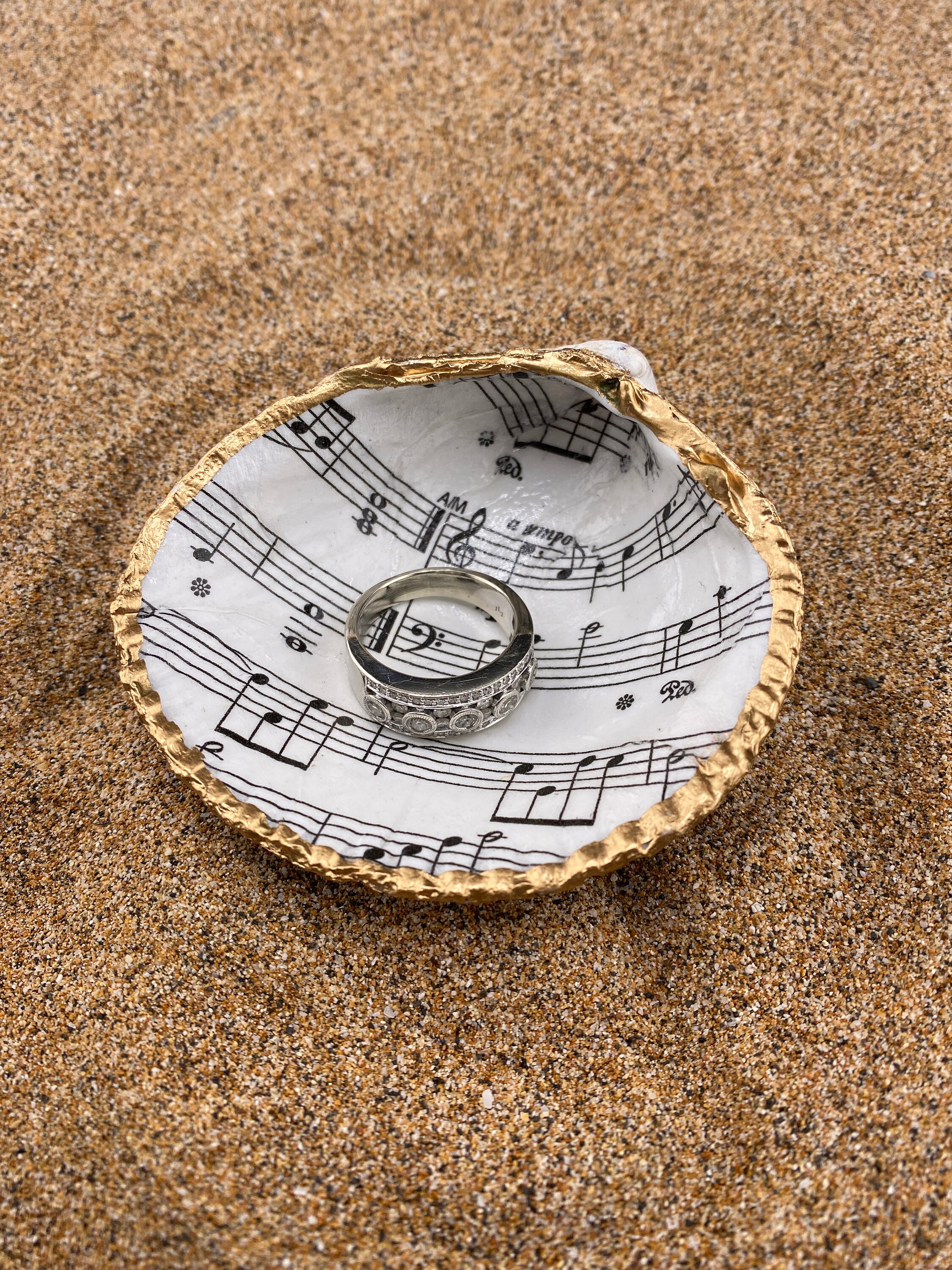Music, Musical Score on Clam Shell, Trinket Dish, Jewelry Dish, Beach ...