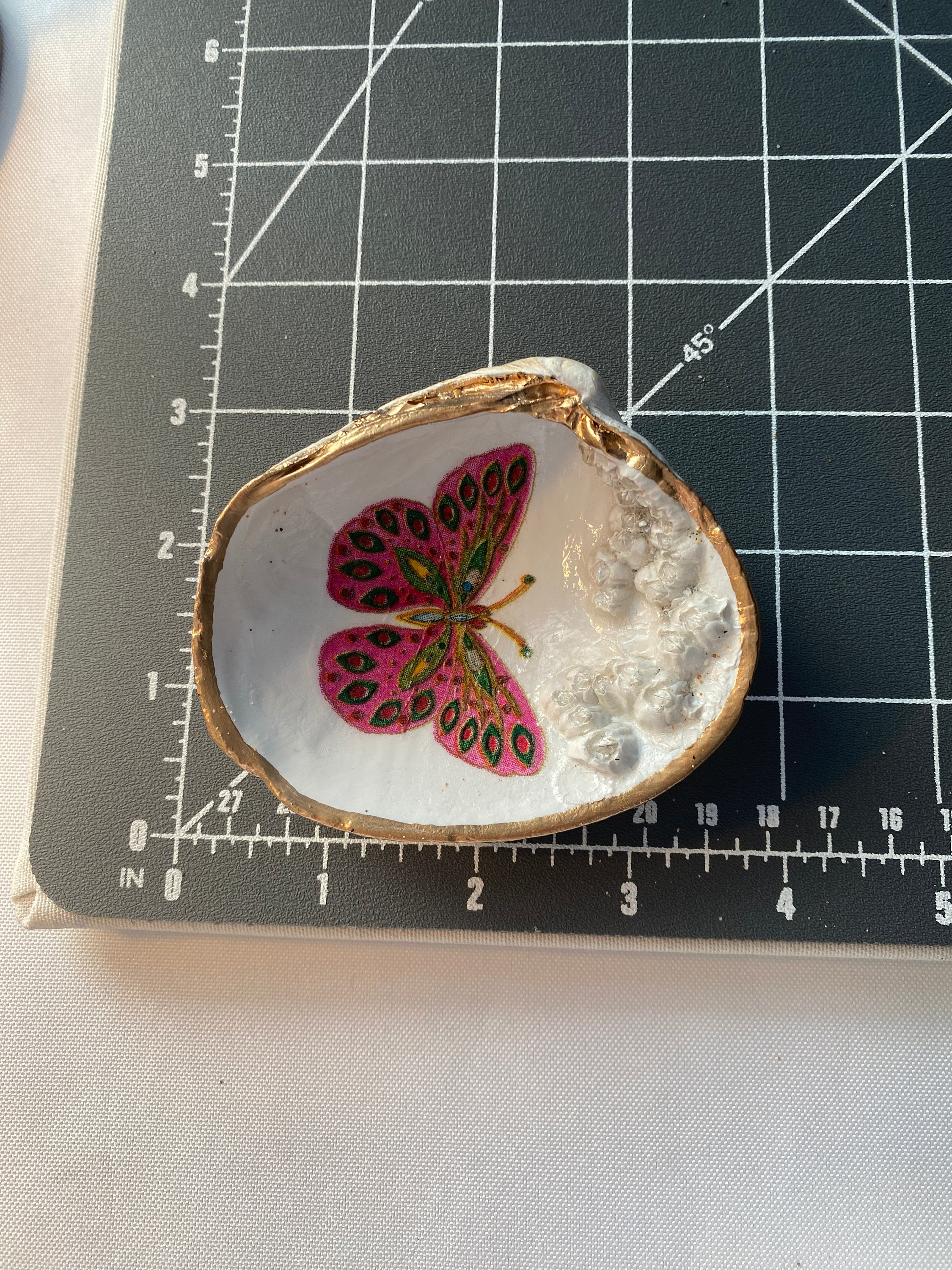 Pink Butterfly Clam Shell Trinket Dish Jewelry Dish Beach - Etsy