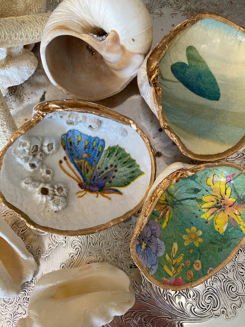 Butterfly, Clam Shell, Trinket Dish, Jewelry Dish, Beach Decor - Etsy