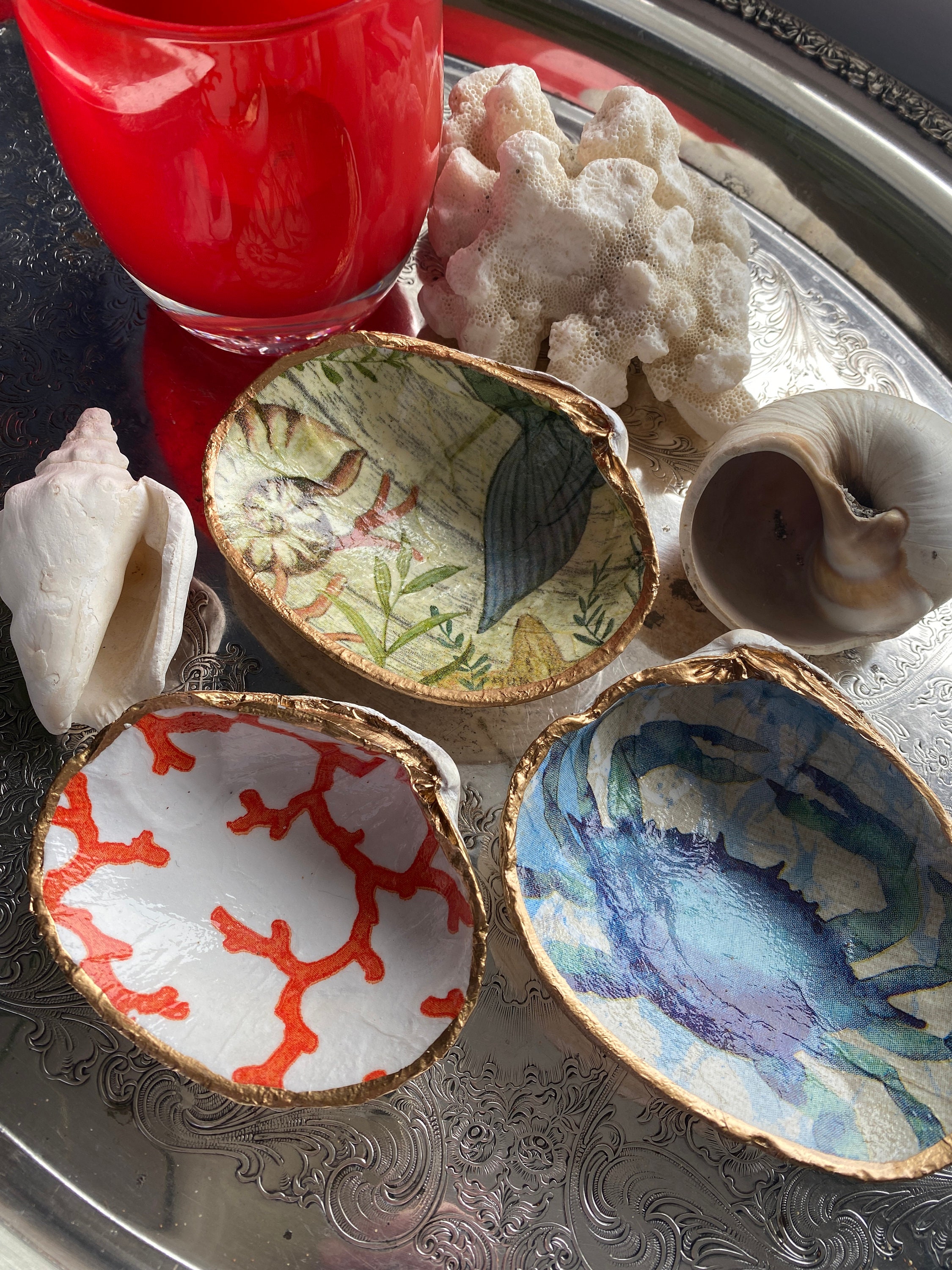 Blue Crab on Clam Shell, Trinket Dish, Jewelry Dish, Beach Decor - Etsy