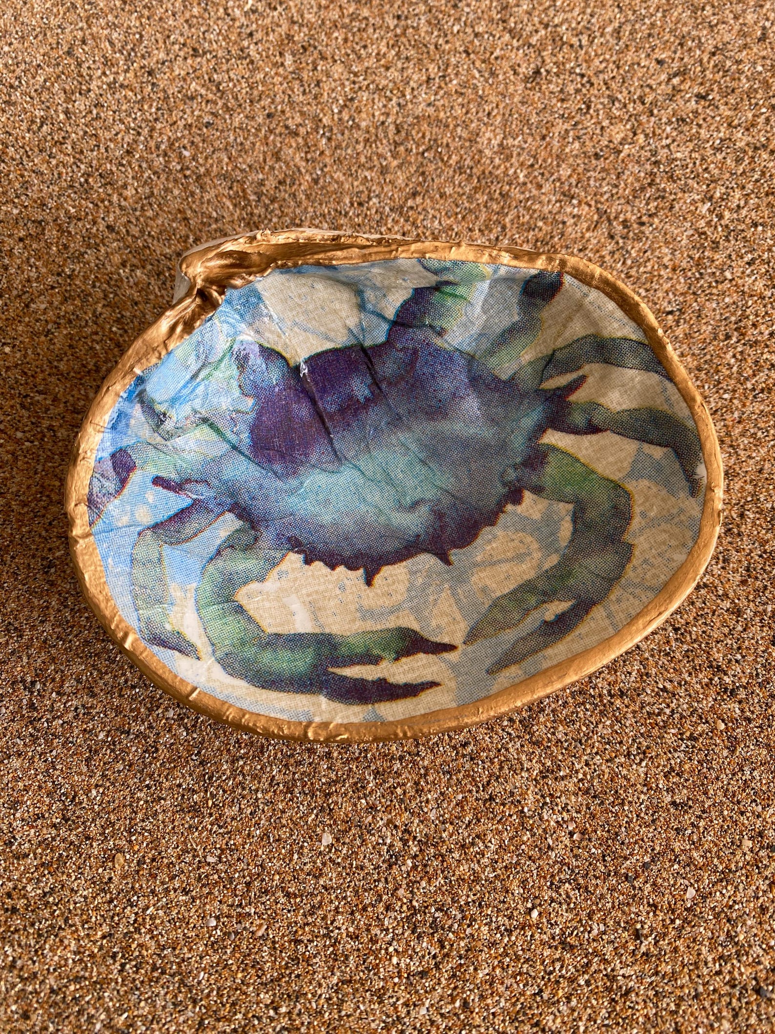 Incredible Blue Crab on Clam Shell, Trinket Dish Jewelry Dish, Beach ...