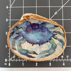 Incredible Blue Crab on Clam Shell, Trinket Dish Jewelry Dish, Beach ...