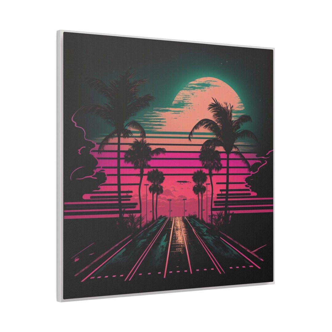 Retro Neon Boardwalk Sunset Matte Canvas, Stretched, 0.75 - Etsy