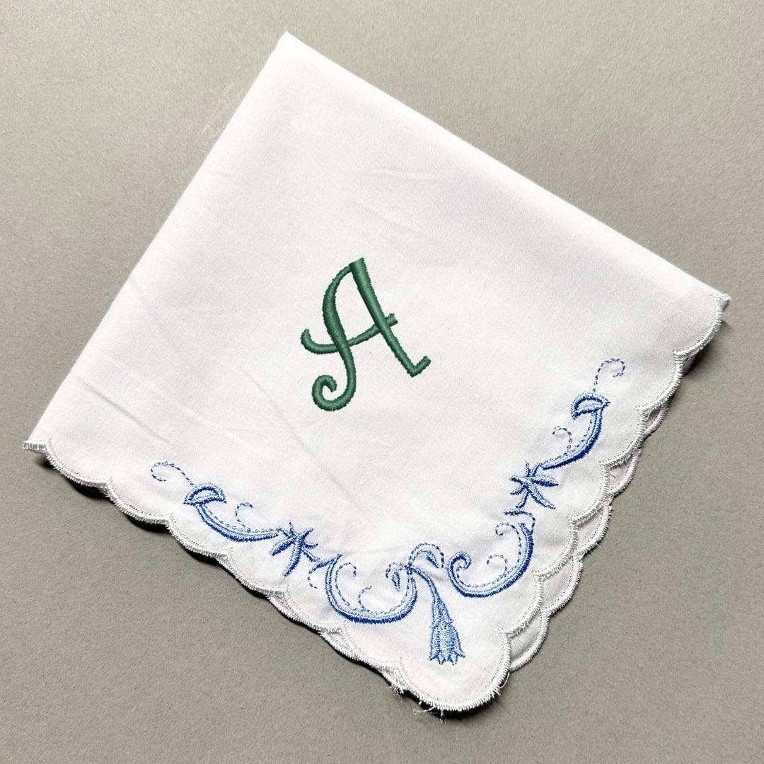 Personalized Initial Handkerchief Embroidered Cotton Hanky, Bridesmaid ...