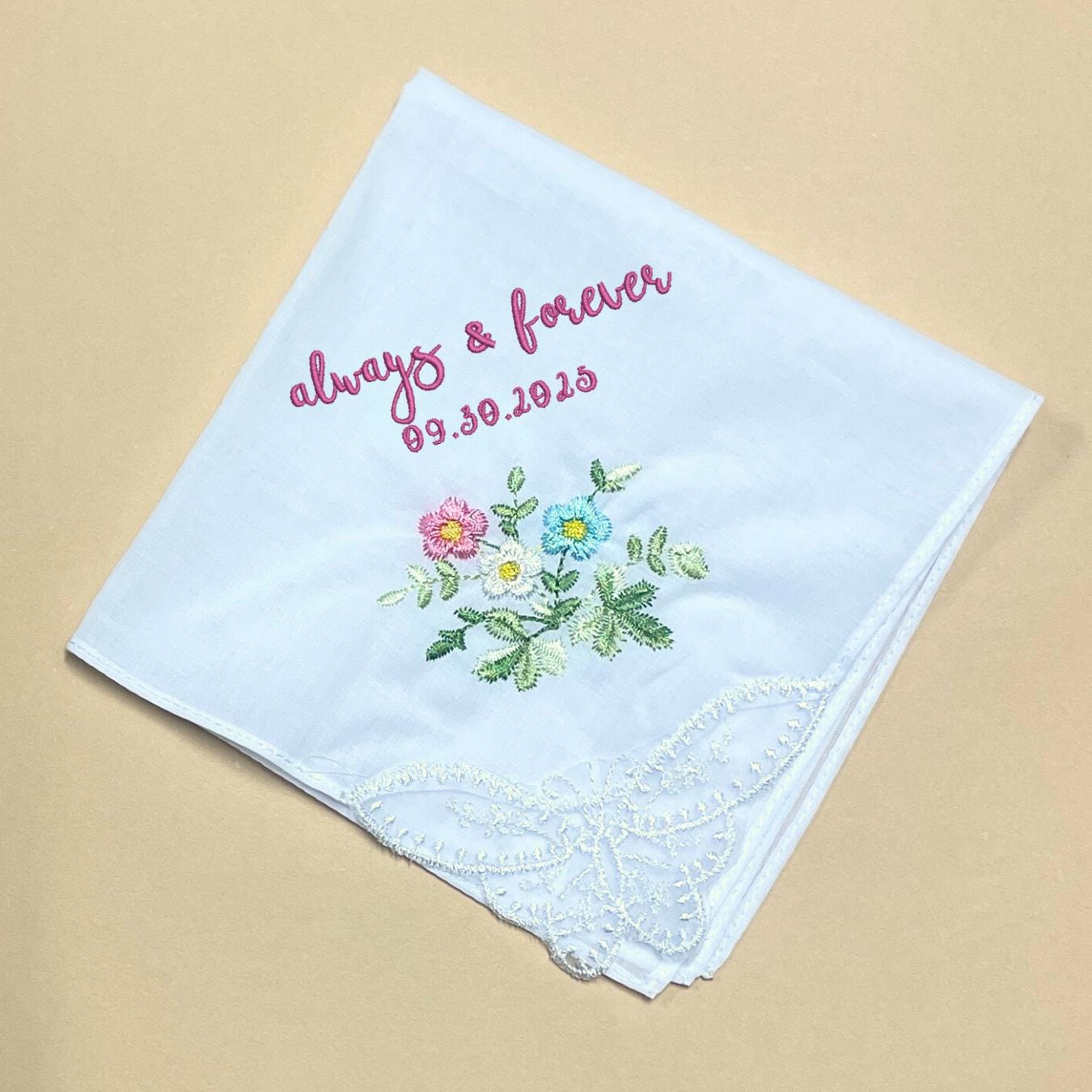 Personalized Embroidered Handkerchief: Cotton Wedding Keepsake - Etsy