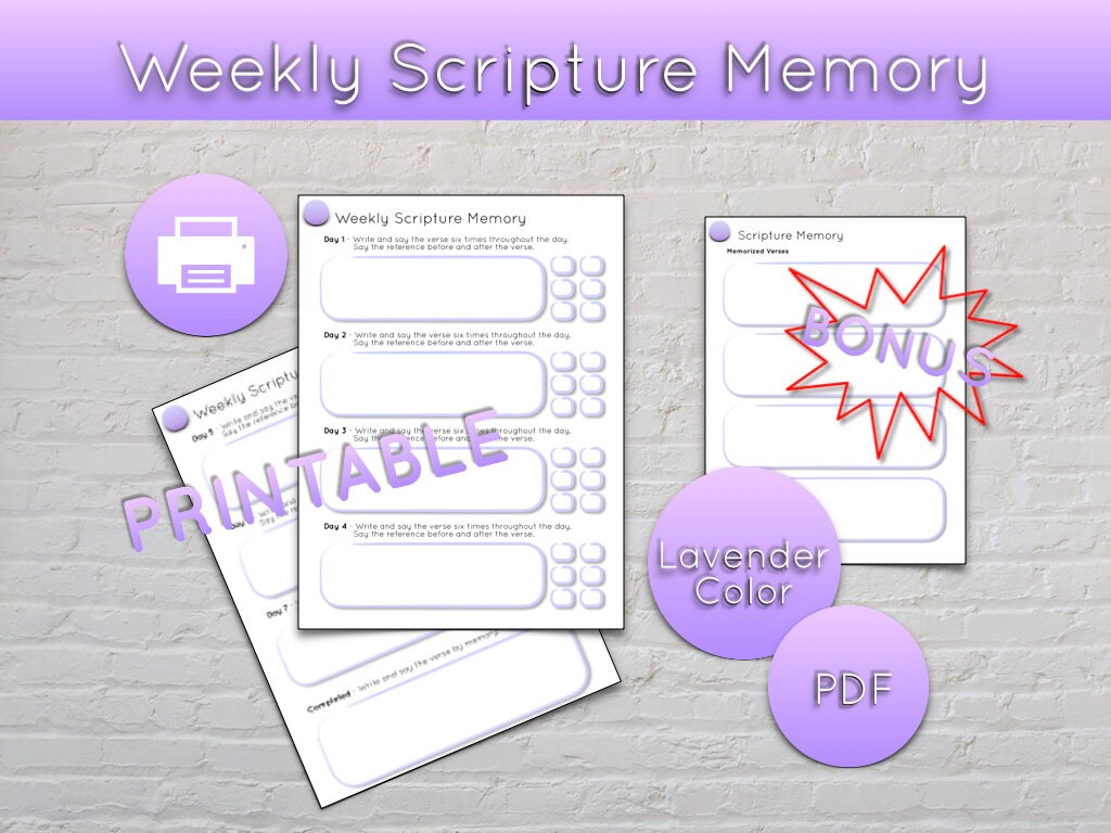 Printable Weekly Scripture Memory | Scripture Study | Bible Study ...