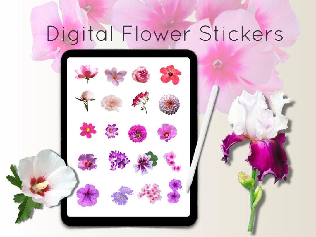 Photograph Digital Stickers, Flower Stickers, Spring Flowers, Planner ...