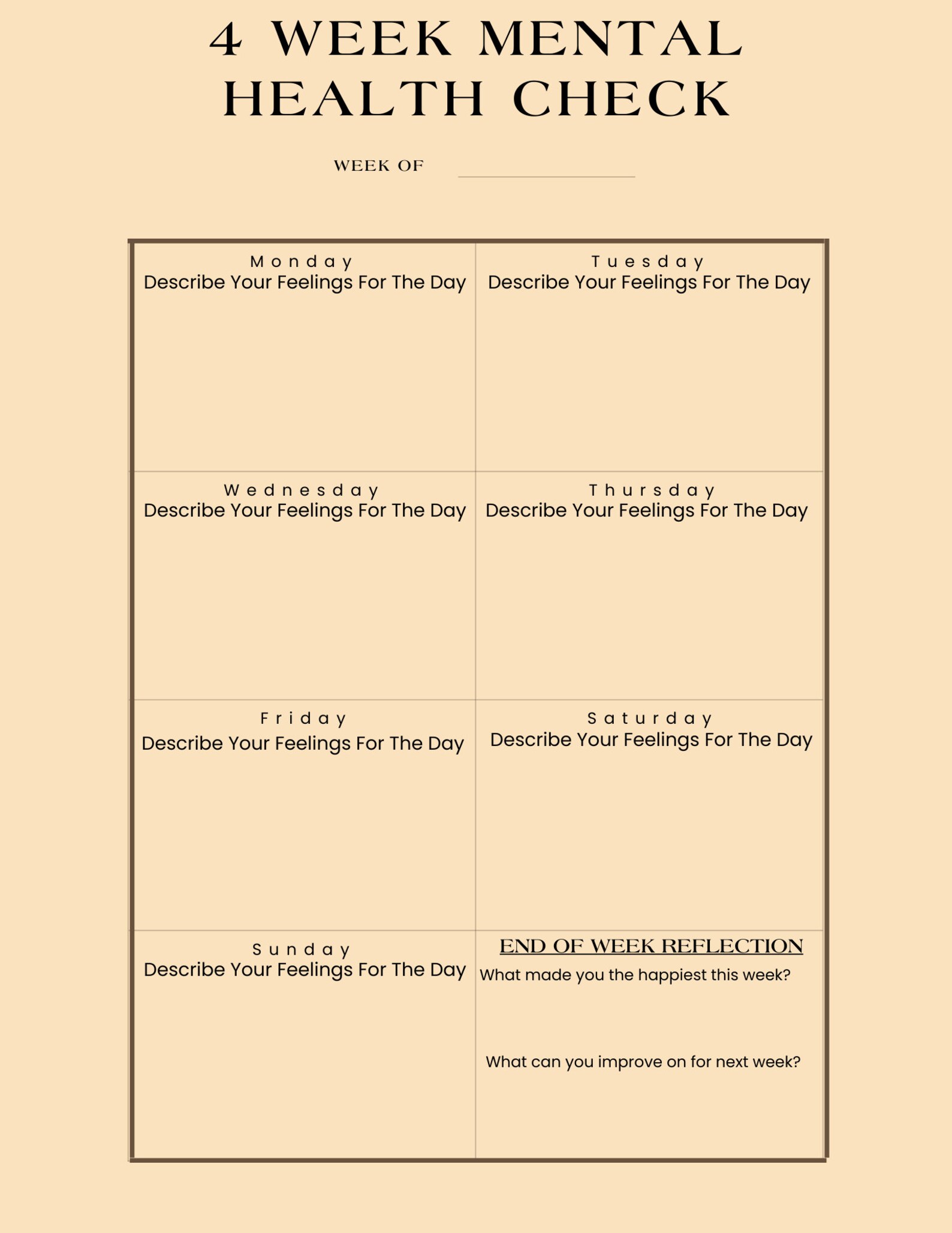 Mental Health Mindfulness Check in | 1 Month of Progress | - Etsy