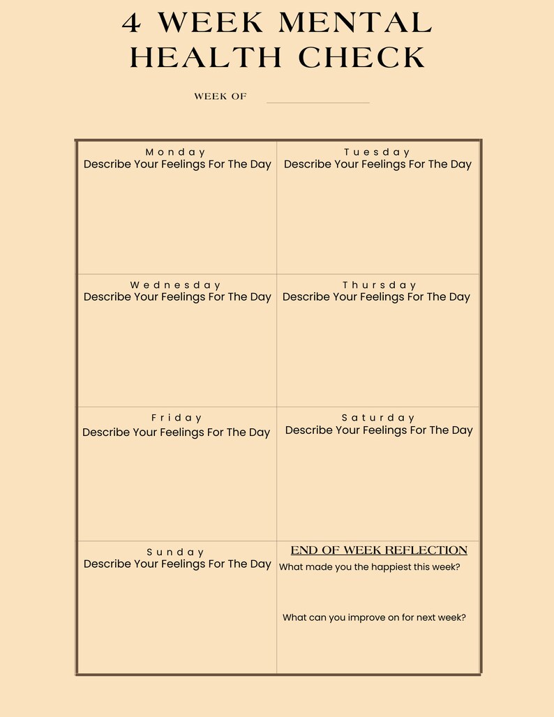 Mental Health Mindfulness Check in | 1 Month of Progress | - Etsy