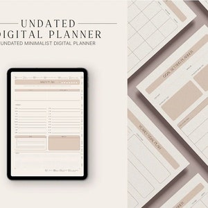 Undated Minimalist Yearly Digital Planner (hyperlinked) - Etsy