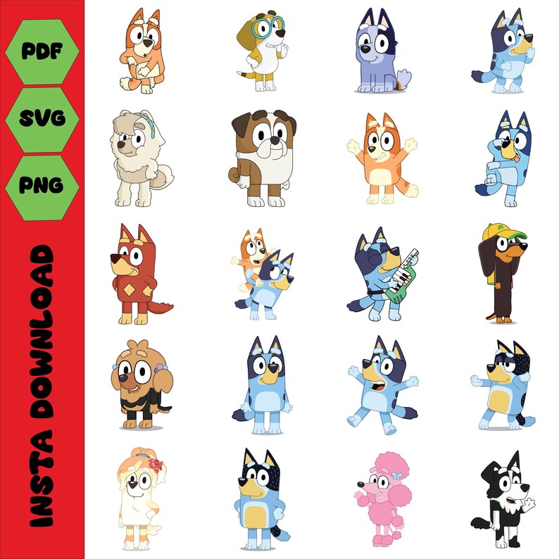 Blue Dog Svg Bundle, Blue Dog Birthday Bundle Blue Dog Family Png Files ...