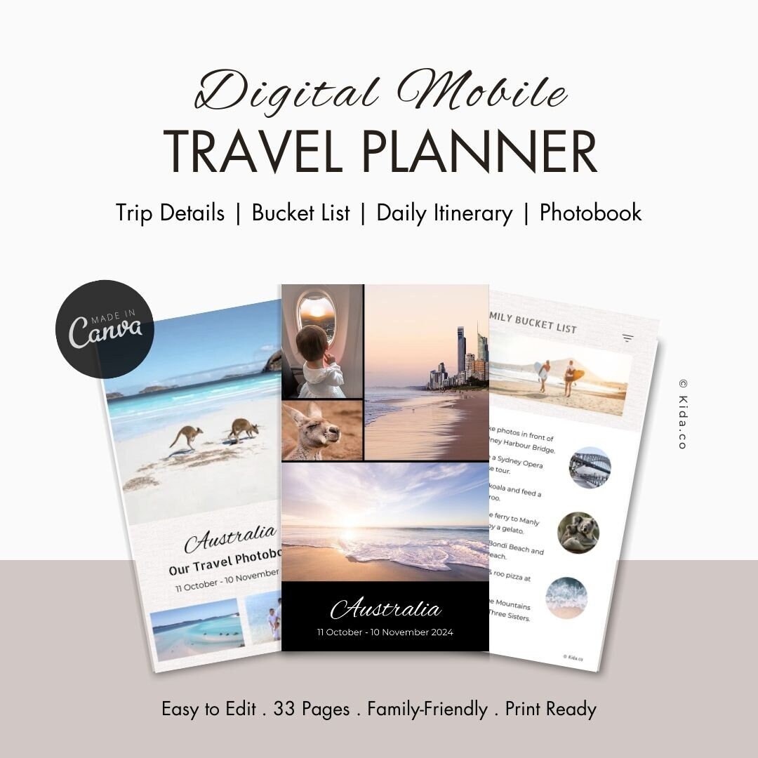 Digital Travel Planner Canva Template Mobile Itinerary Modern - Etsy