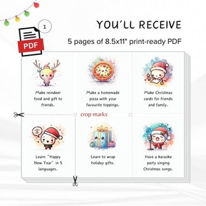 30 Printable Advent Activity Cards for Kids, Watercolor 12 Day ...