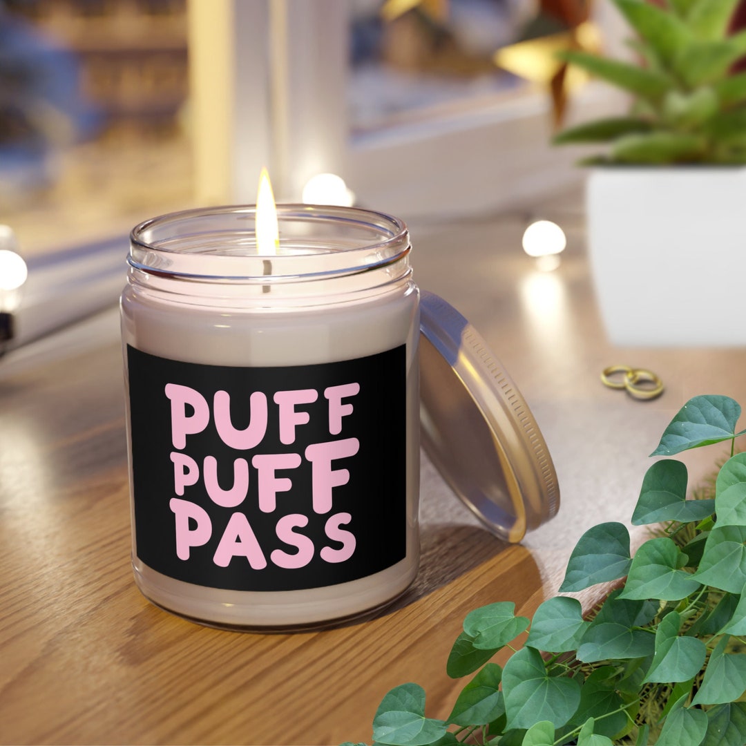 Puff Puff Pass Natural Soy Wax Scented Candles 9oz Pink Stoner Cannabis ...