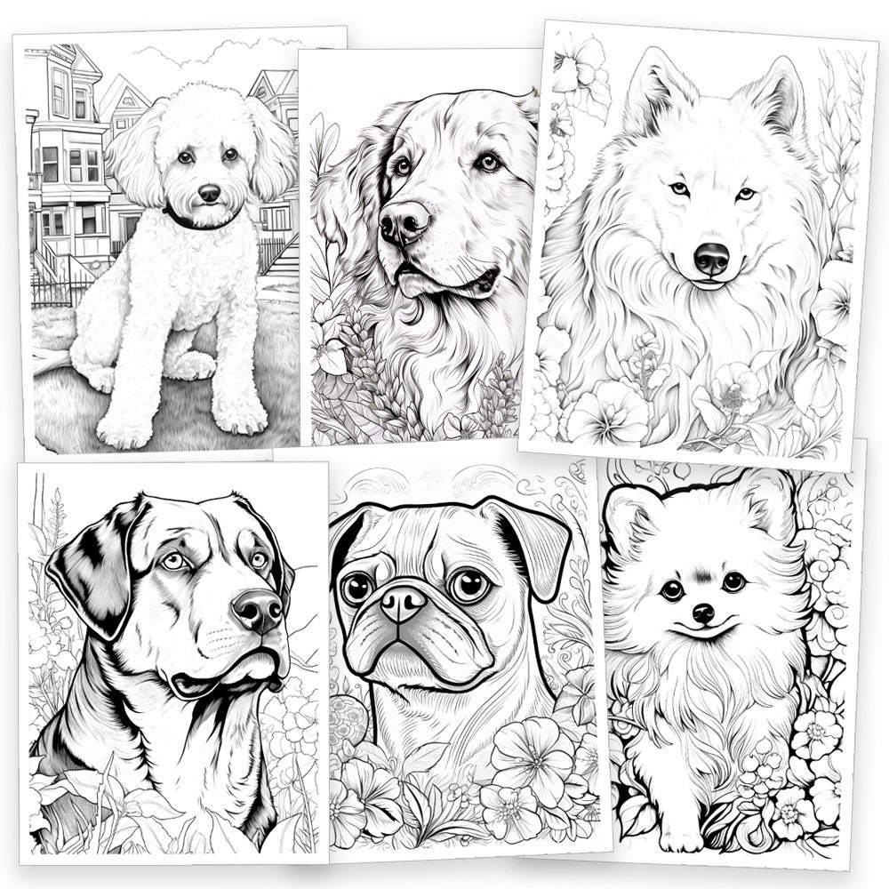 Dog Breeds Coloring Book Dogs Coloring Book 40 Coloring Pages Digital ...
