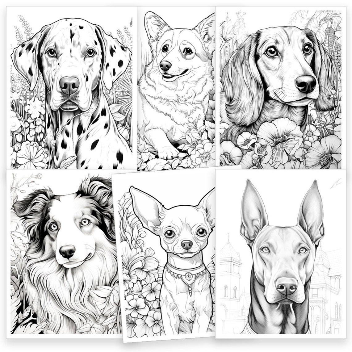 Dog Breeds Coloring Book Dogs Coloring Book 40 Coloring Pages Digital ...