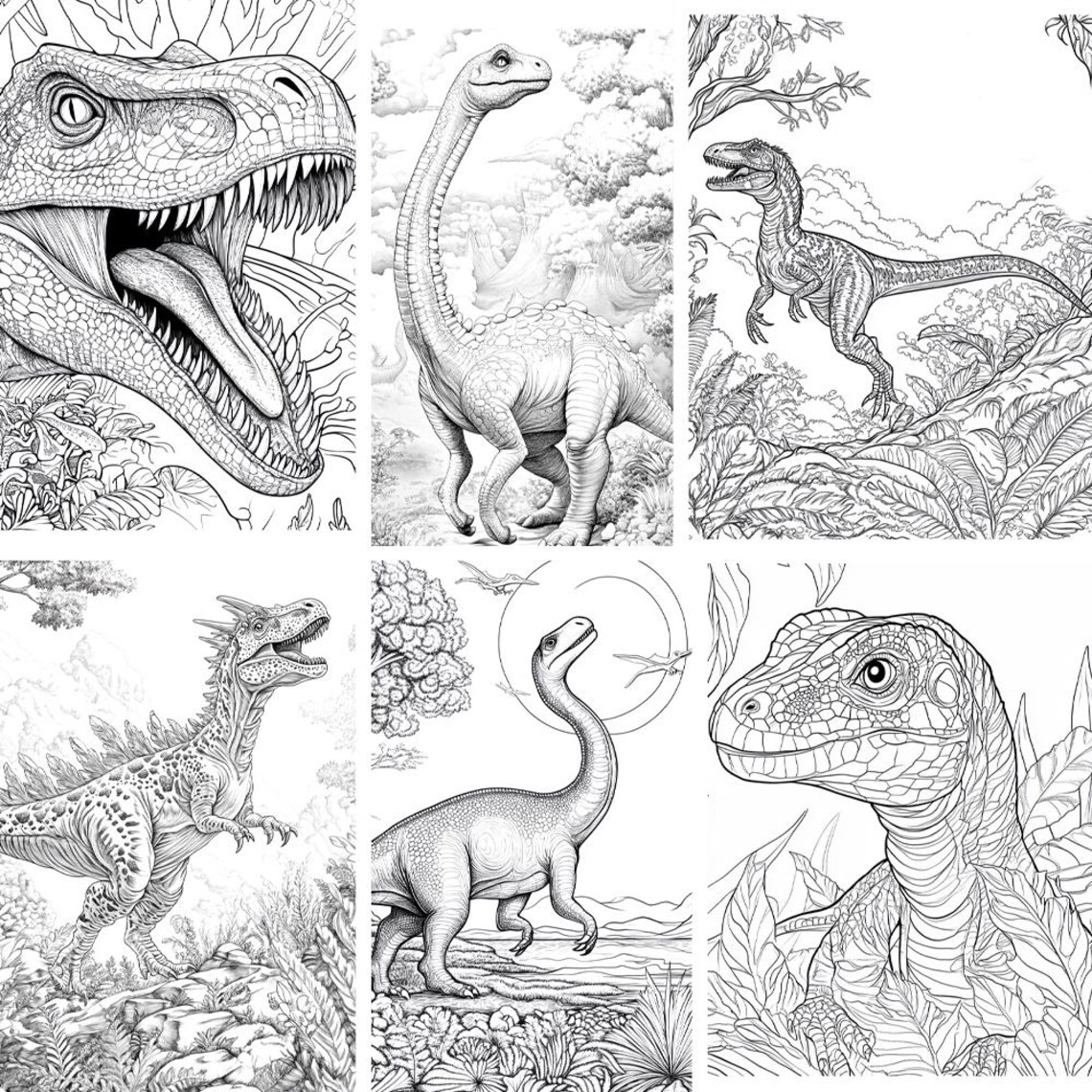 Dinosaur Coloring Book Dinosaur Coloring Pages 30 Roaring Pages Digital ...