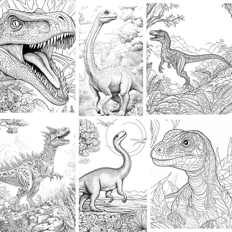 Dinosaur Coloring Book Dinosaur Coloring Pages 30 Roaring Pages Digital ...