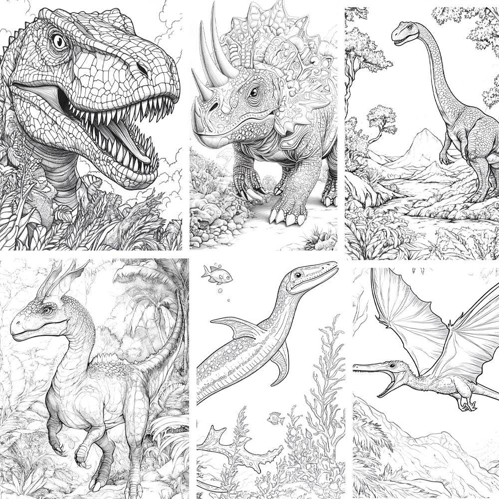 Dinosaur Coloring Book Dinosaur Coloring Pages 30 Roaring Pages Digital ...