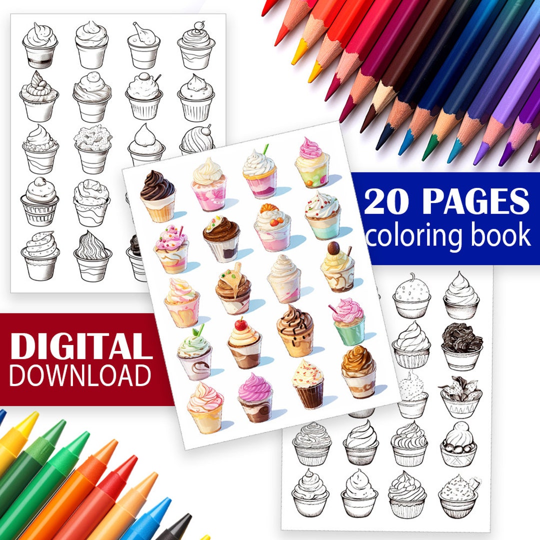 Ice Cream Coloring Book Frozen Deserts Coloring Pages Digital Download ...