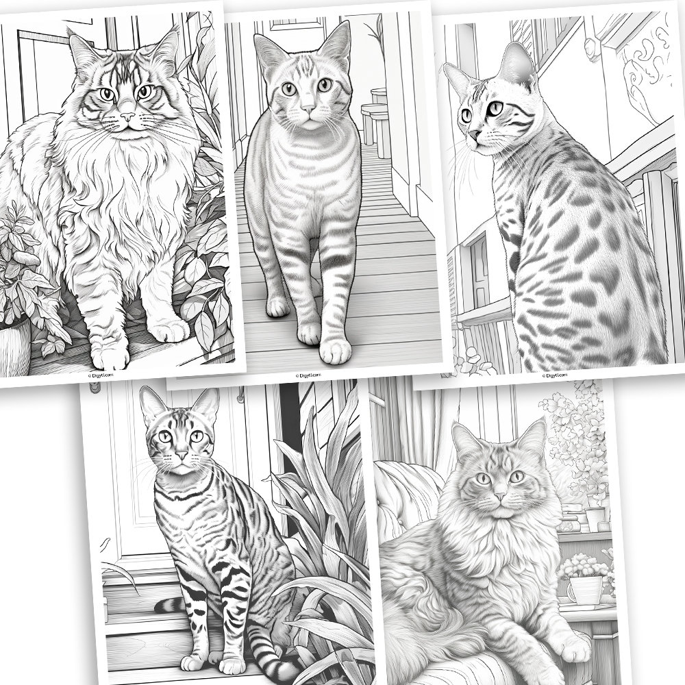 Cats Coloring Book Cat Coloring Pages Coloring Book Digital Download ...