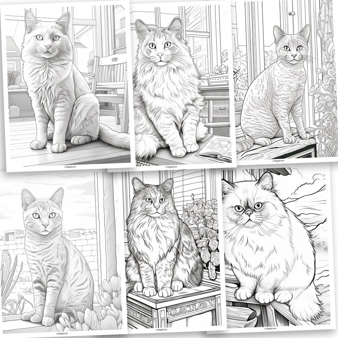 Cats Coloring Book Cat Coloring Pages Coloring Book Digital Download ...