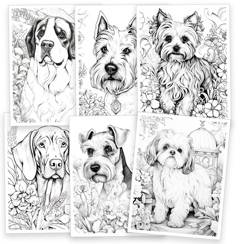 Dog Breeds Coloring Book Dogs Coloring Book 40 Coloring Pages Digital ...