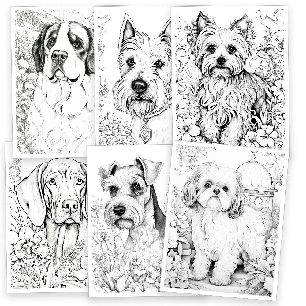 Dog Breeds Coloring Book Dogs Coloring Book 40 Coloring Pages Digital ...