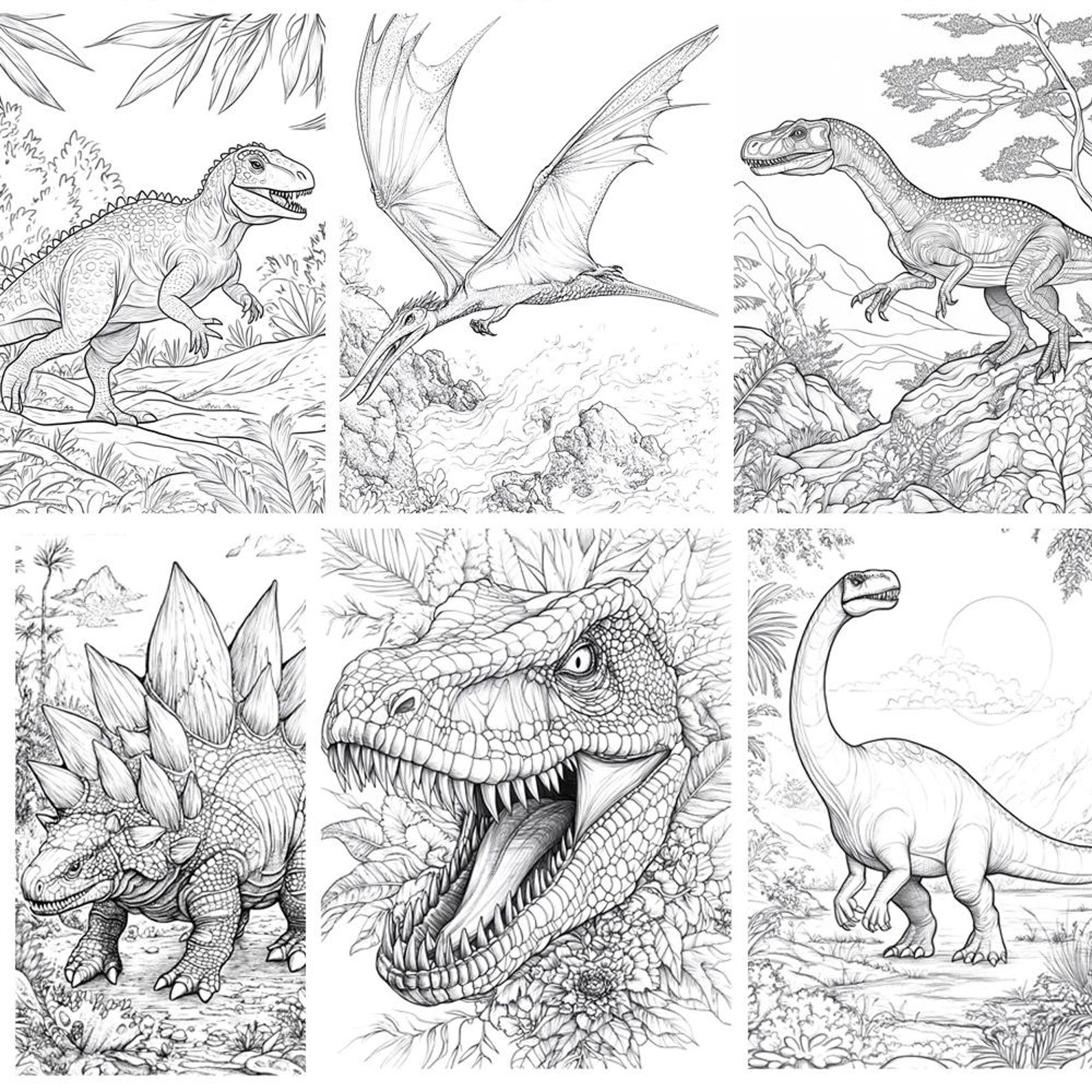 Dinosaur Coloring Book Dinosaur Coloring Pages 30 Roaring Pages Digital ...