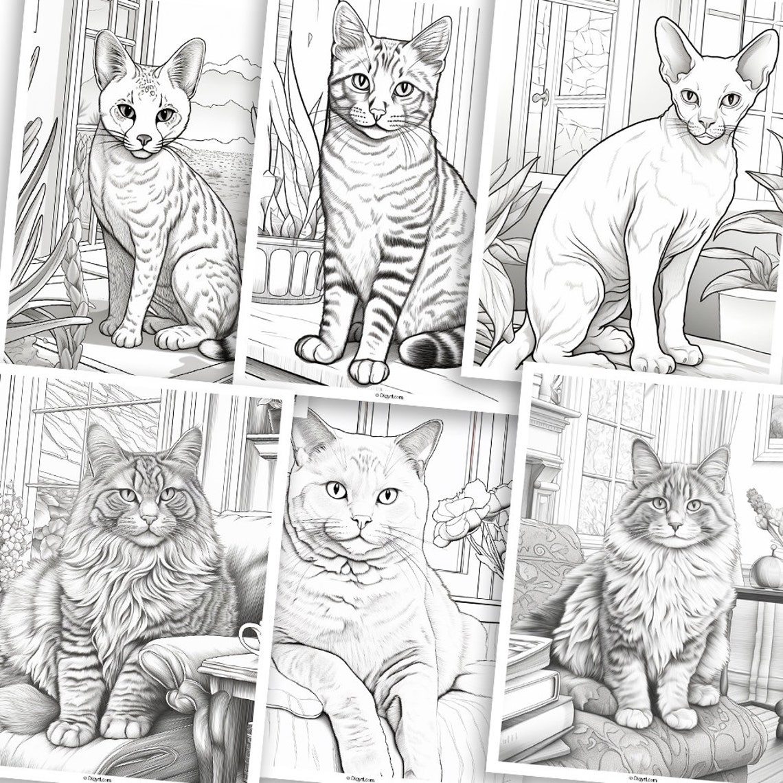 Cats Coloring Book Cat Coloring Pages Coloring Book Digital Download ...