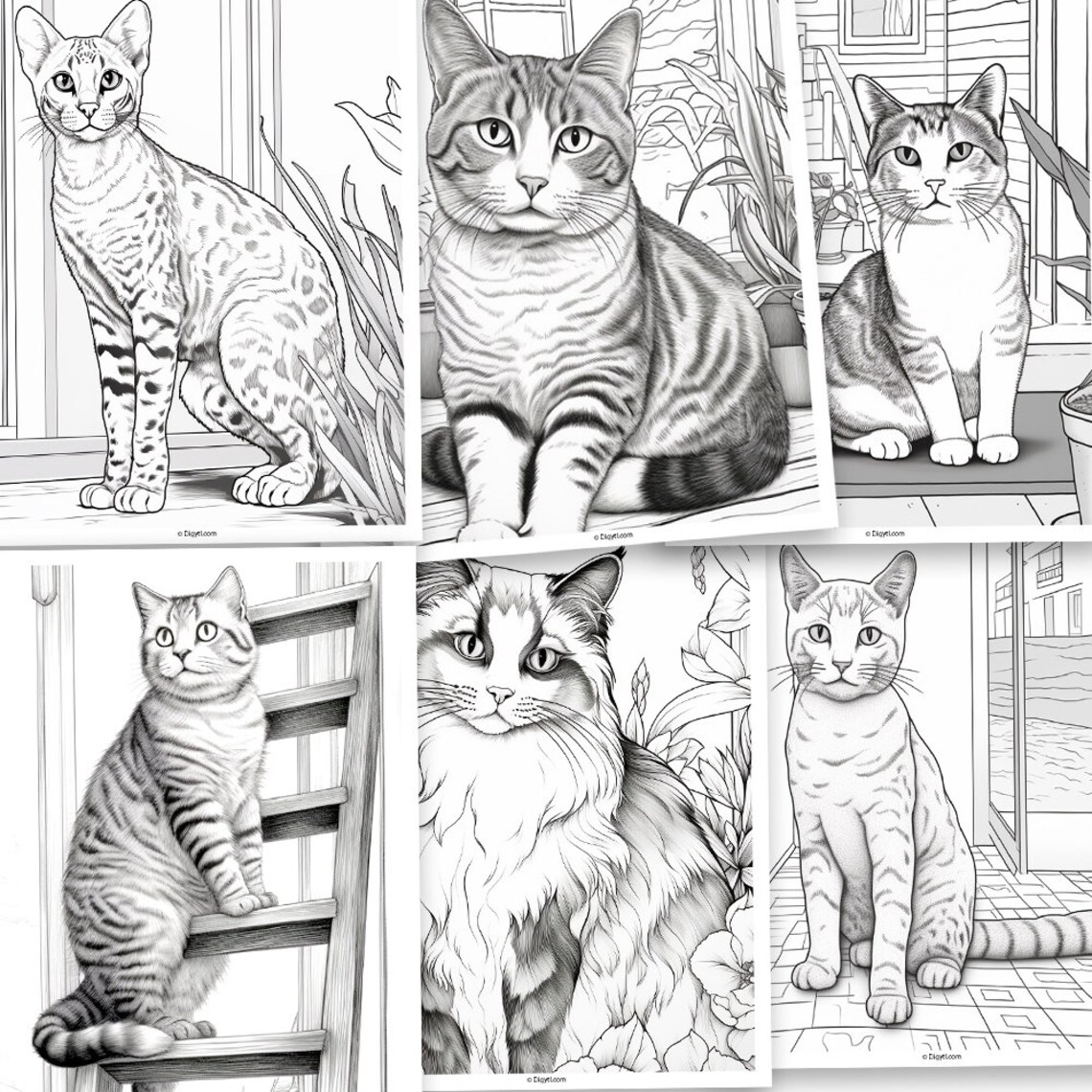 Cats Coloring Book Cat Coloring Pages Coloring Book Digital Download ...