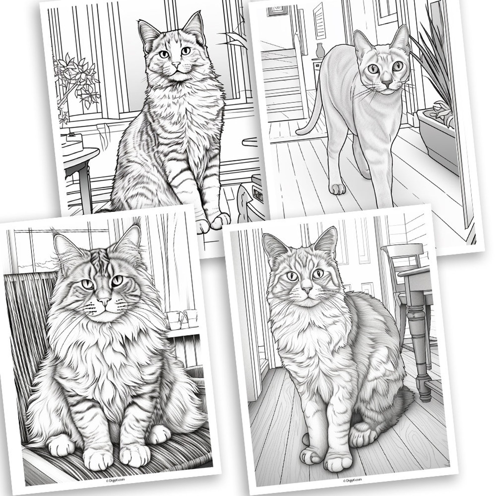 Cats Coloring Book Cat Coloring Pages Coloring Book Digital Download ...