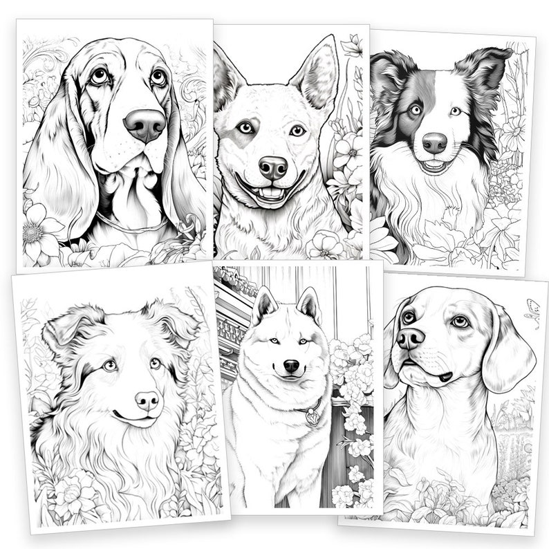 Dog Breeds Coloring Book Dogs Coloring Book 40 Coloring Pages Digital ...