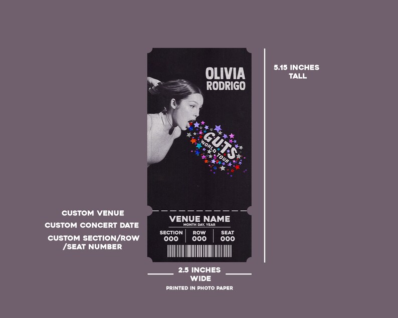 Olivia Rodrigo Guts World Tour , Custom Physical Memory Souvenir ...