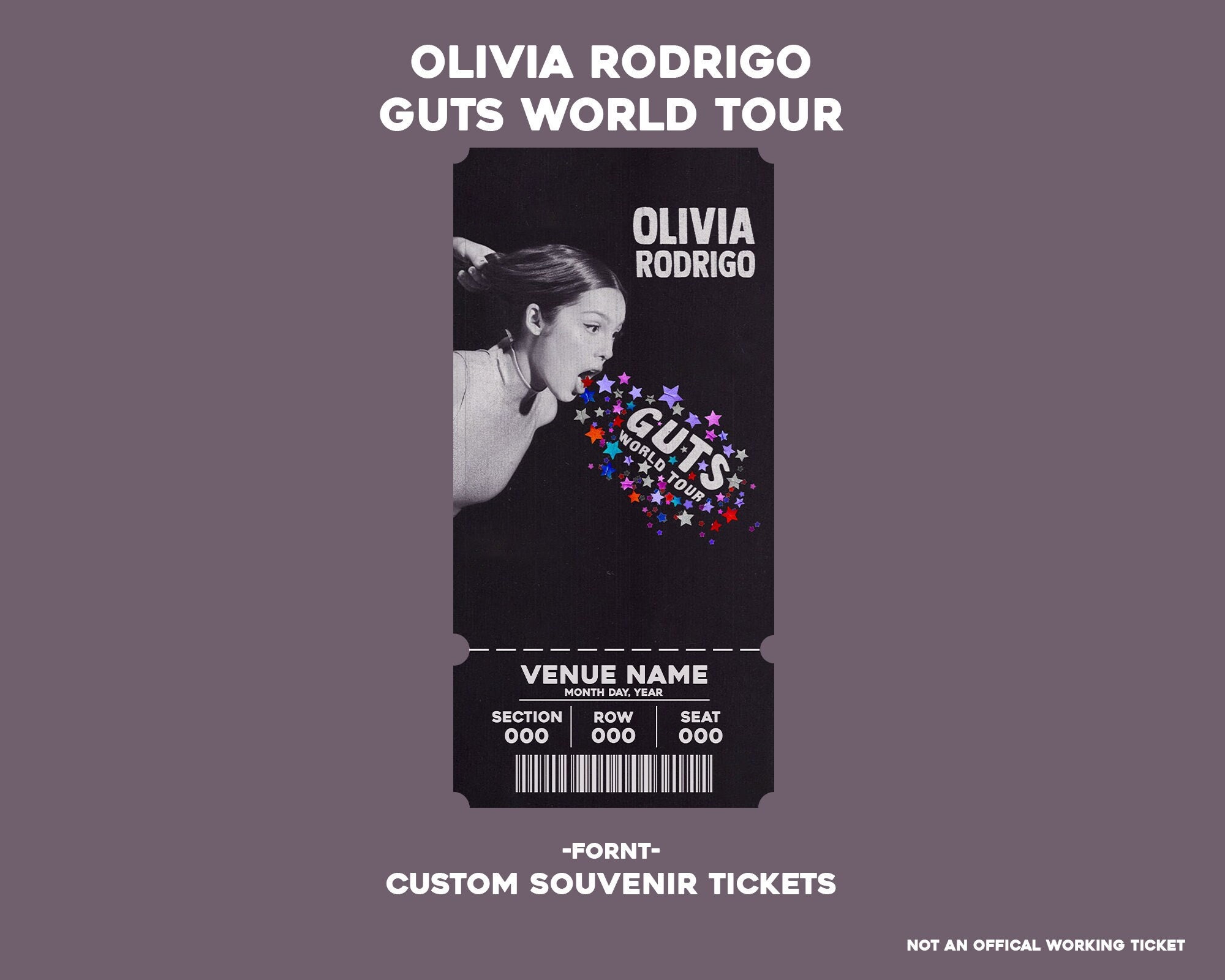 Olivia Rodrigo Guts World Tour , Custom Physical Memory Souvenir ...