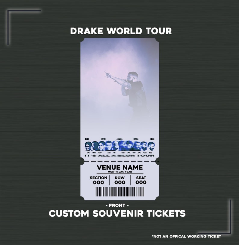 Drake Its All A Blur Tour, Custom Physical Memory Souvenir Concert ...