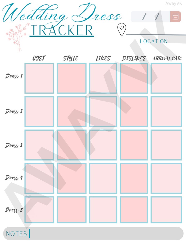Wedding Dress Tracker|dress Shopping Guide|wedding Dress|wedding Dress ...