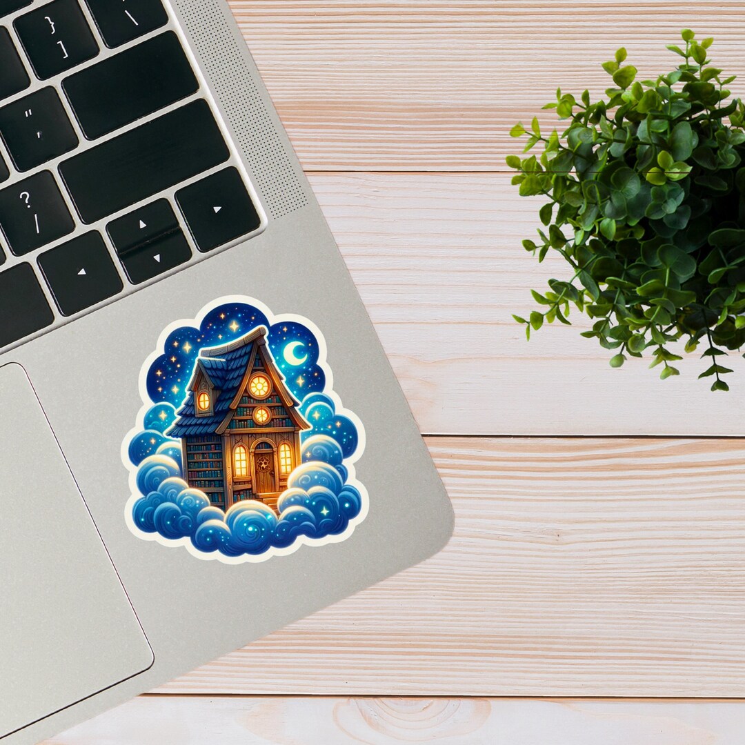 Whimsical Library in the Sky Sticker - Bookish Sticker - Reading ...