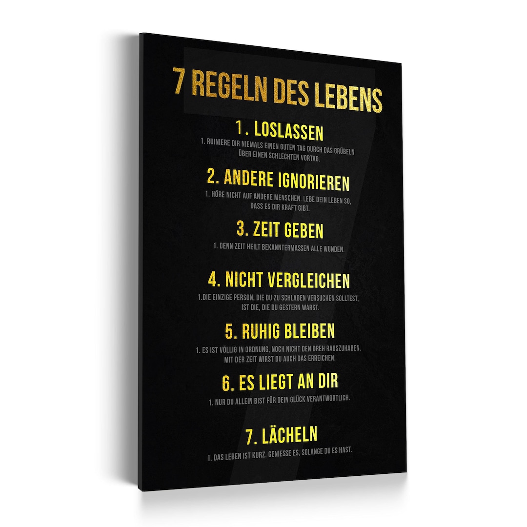 7 Regeln Des Lebens Leinwandbild Leinwand Bild XXL Bilder Poster Wandbild Kunstdruck Wanddeko ...
