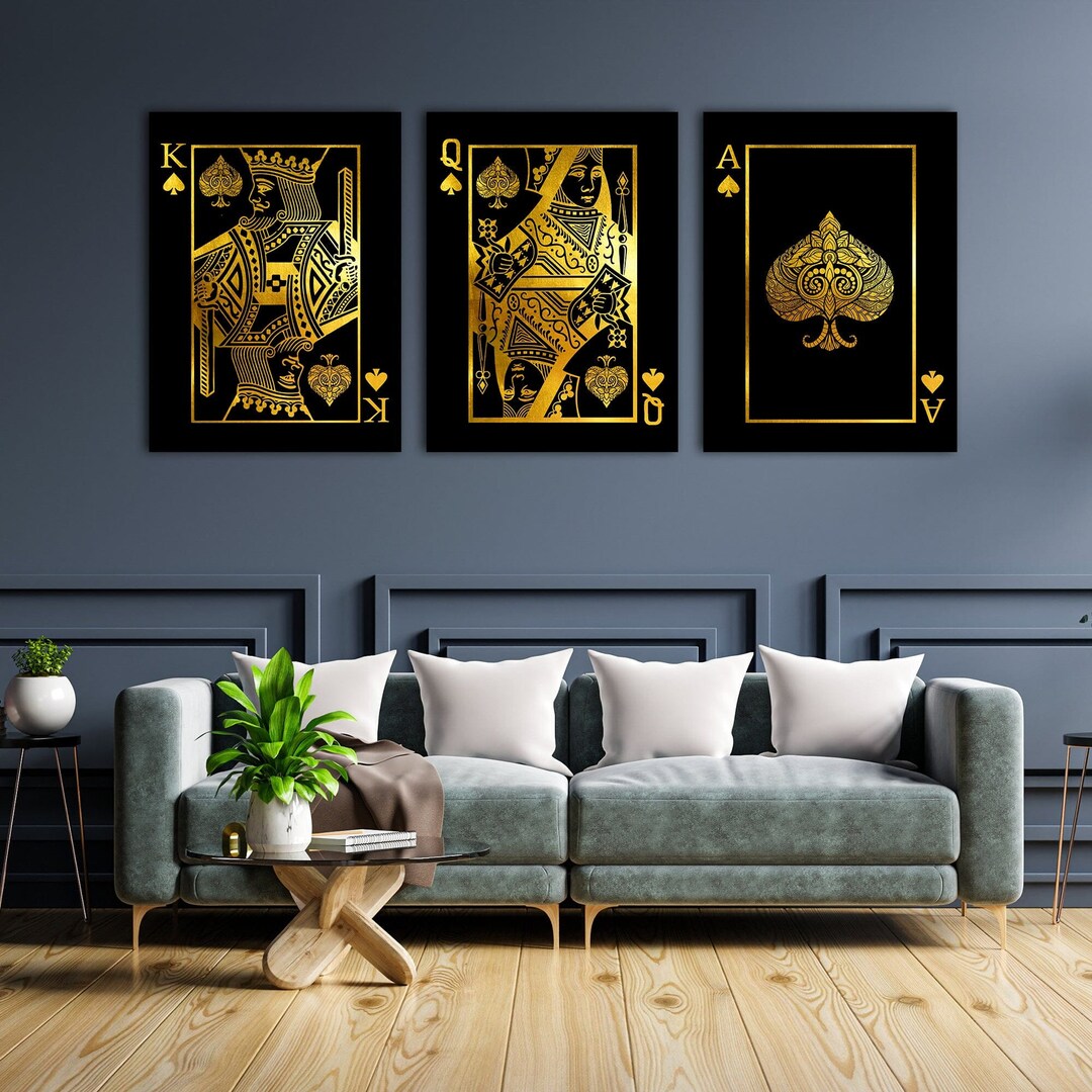 King Queen Ace Gold Cards Bundle (3er Set) Leinwandbild Leinwand Bild ...