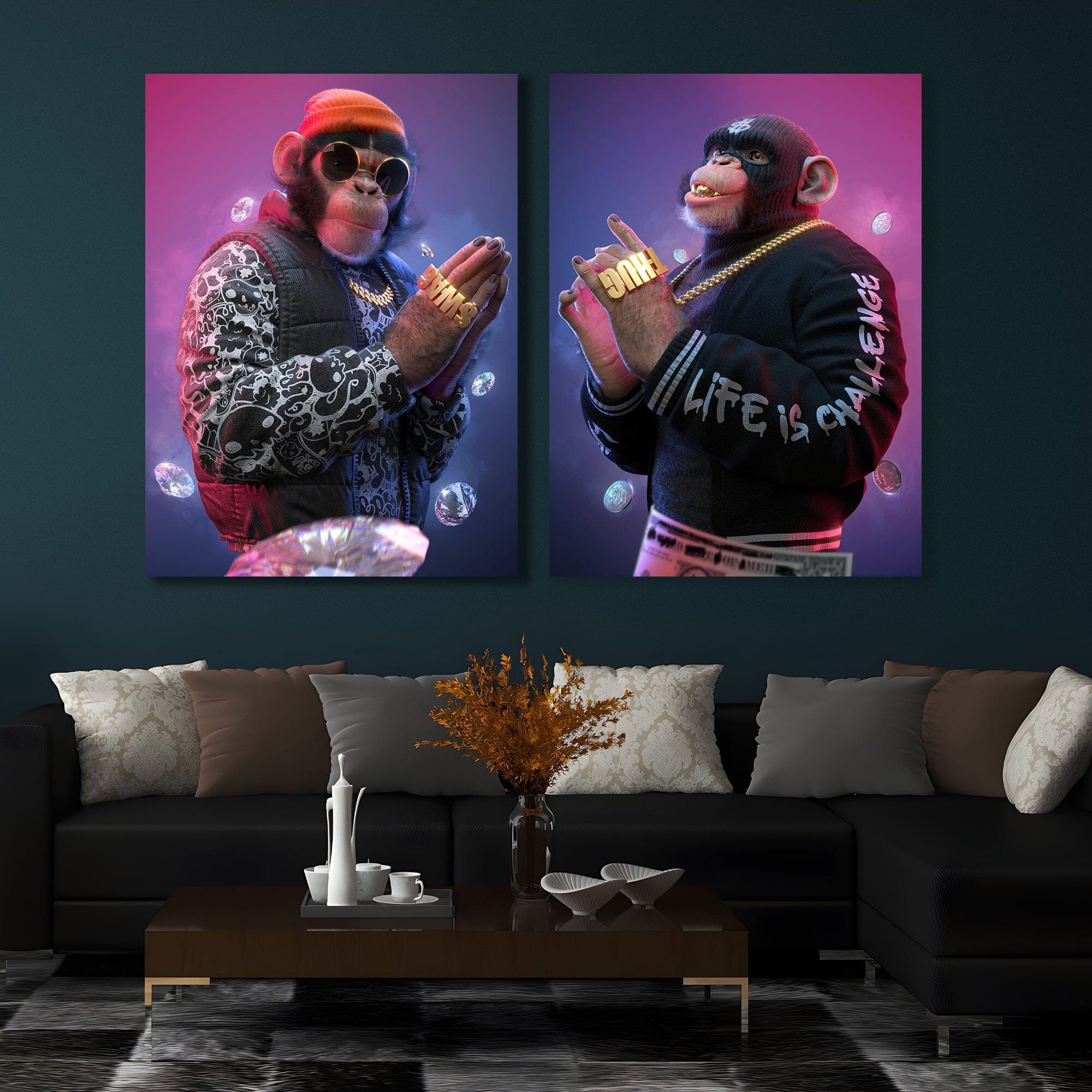 Swag Monkey Thug Monkeys Set Wandbilder XXL Leinwandbild Leinwand Bild ...