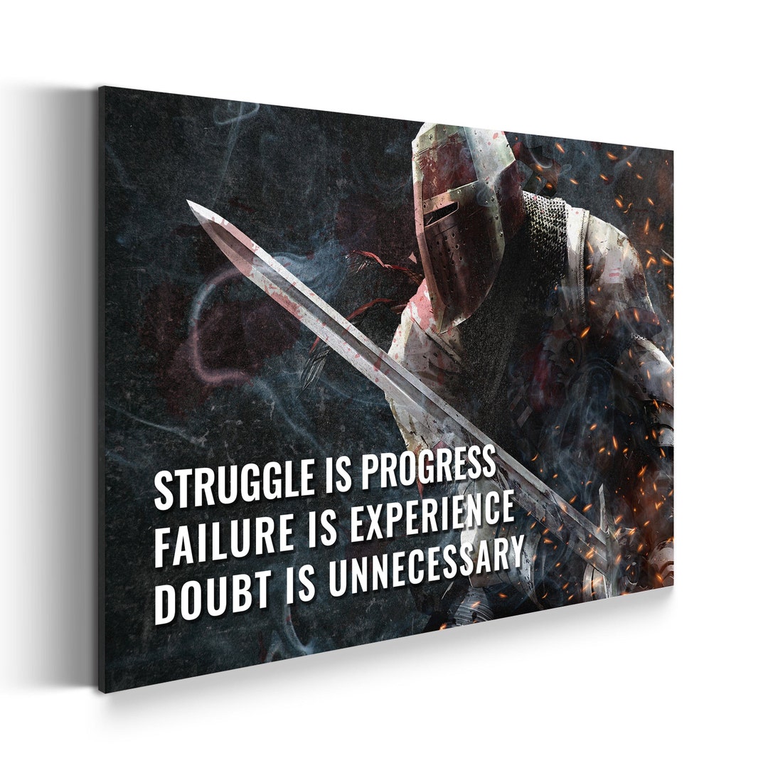 Struggle is Progress Knight Leinwandbild Leinwand Bild XXL Bilder Poster Wandbild Kunstdruck ...